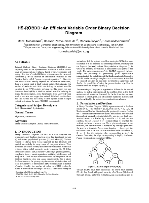 (PDF) HS-ROBDD: an efficient variable order binary decision diagram