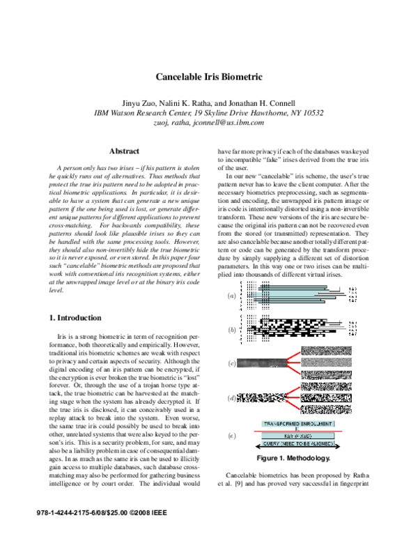 (PDF) Cancelable iris biometric