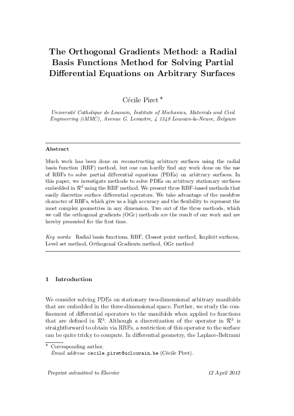 Pdf The Orthogonal Gradients Method A Radial Basis Functions Method