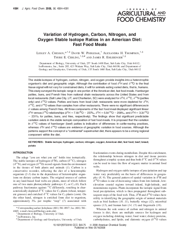 (PDF) Variation of hydrogen, carbon, nitrogen, and oxygen stable ...