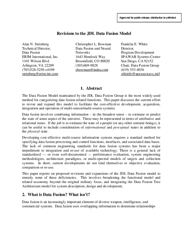 (PDF) Revisions to the JDL data fusion model