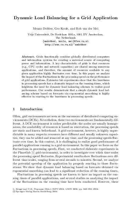 (PDF) Dynamic load balancing for a grid application