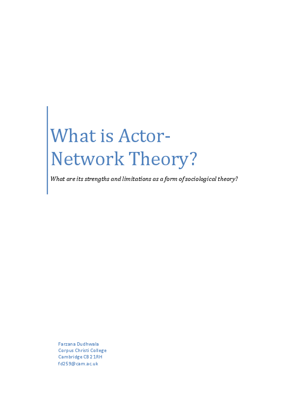 Pdf What Is Actor Network Theory