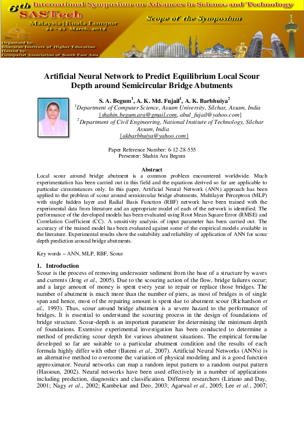 (PDF) Artificial Neural Network to Predict Equilibrium Local Scour Depth around Semicircular ...