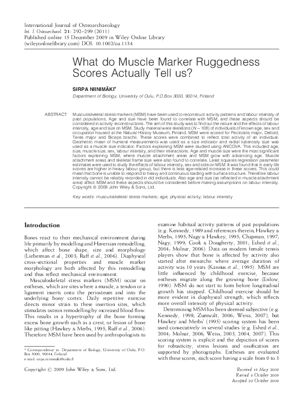 (PDF) What do muscle marker ruggedness scores actually tell us?