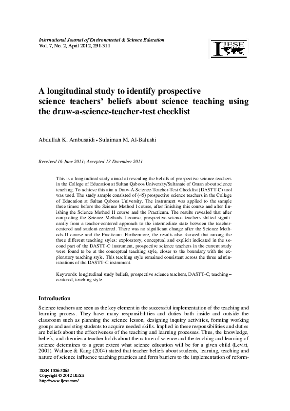 (PDF) A longitudinal study to identify prospective science teachers ...