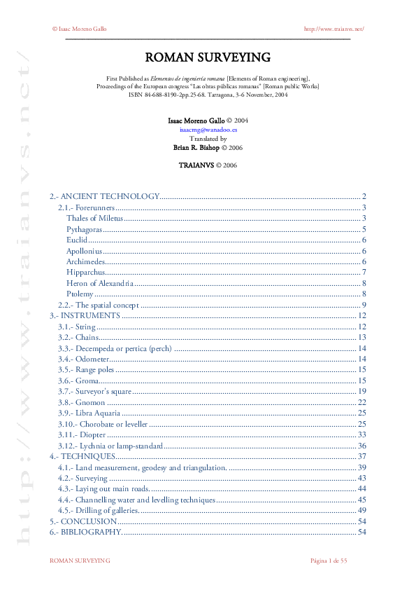 (PDF) Roman Surveying. Ancient Technology.
