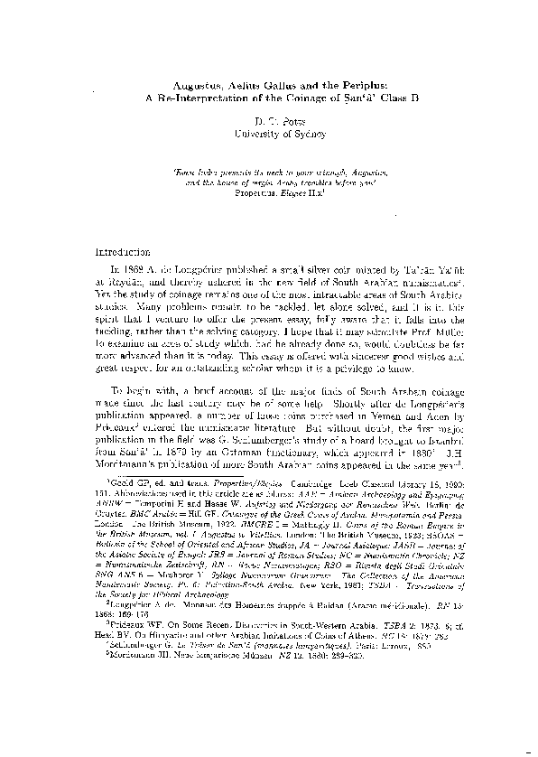 (PDF) Potts 1995 - FS Müller - Augustus, Aelius Gallus and the Periplus ...