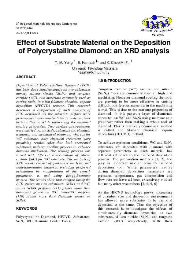 (PDF) Effect of Substrate Material on the Deposition of Polycrystalline ...