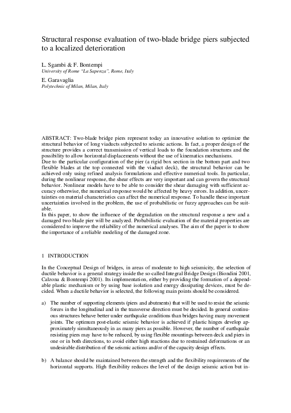 (PDF) Structural response evaluation of two-blade bridge piers subjected to a localized ...