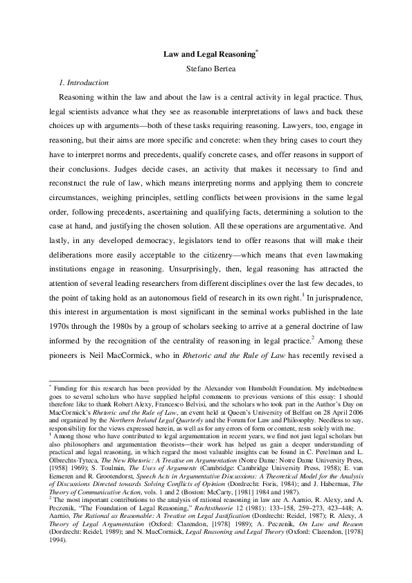 (PDF) Law and Legal Reasoning