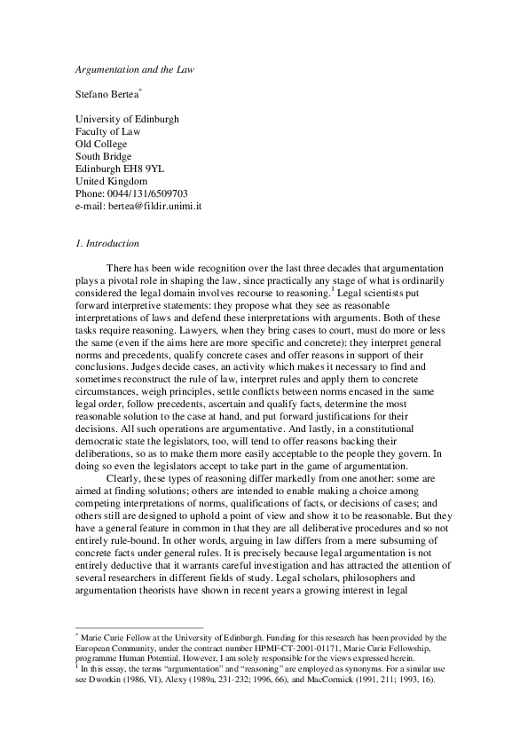 (PDF) Legal Argumentation Theory and the Concept of Law