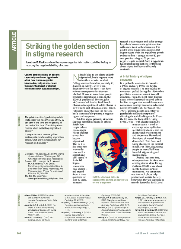 (PDF) Striking the golden section in stigma research