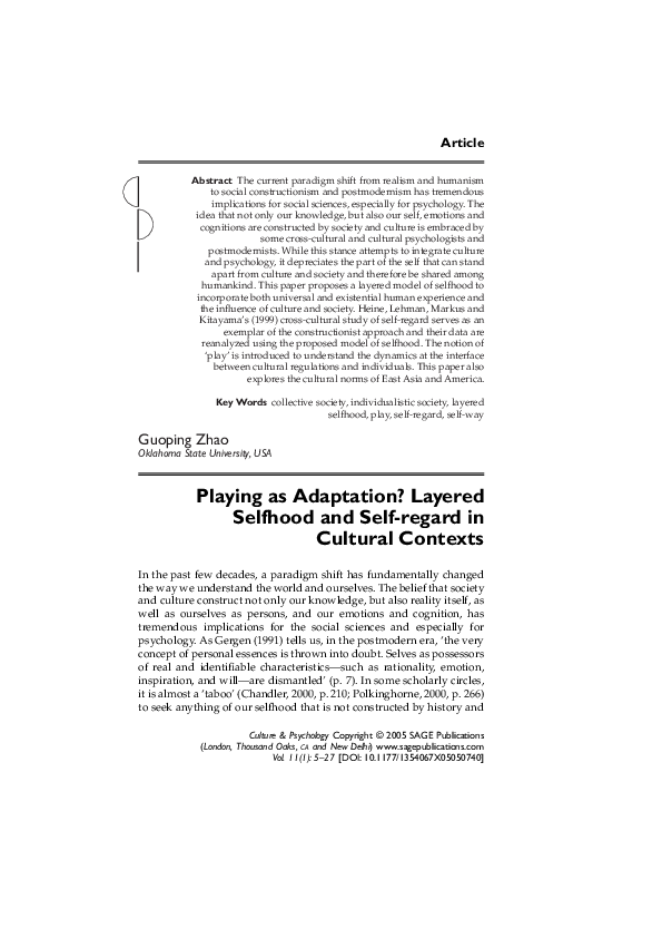 (PDF) Guoping Zhao. 2005. Playing as Adaptation? Layered Selfhood and ...