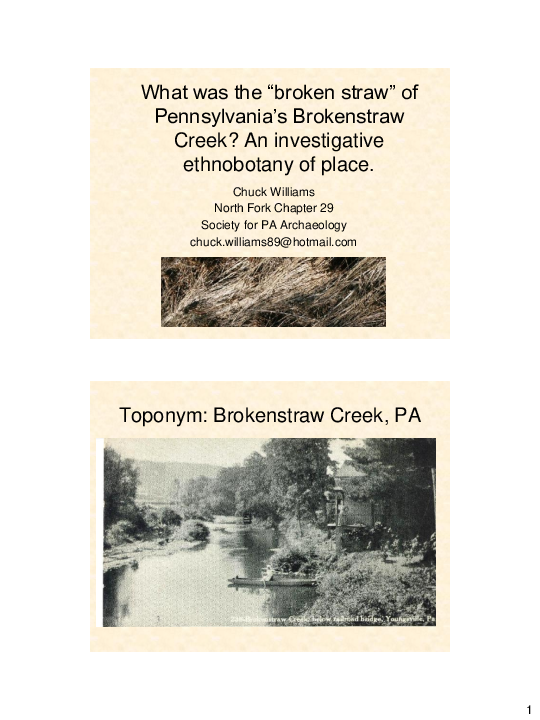 (PDF) What was the “broken straw” of Pennsylvania’s Brokenstraw Creek ...