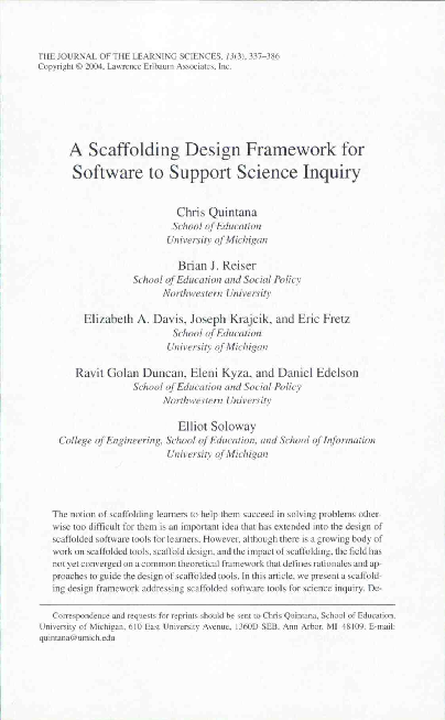 (PDF) A scaffolding design framework for software to support science ...
