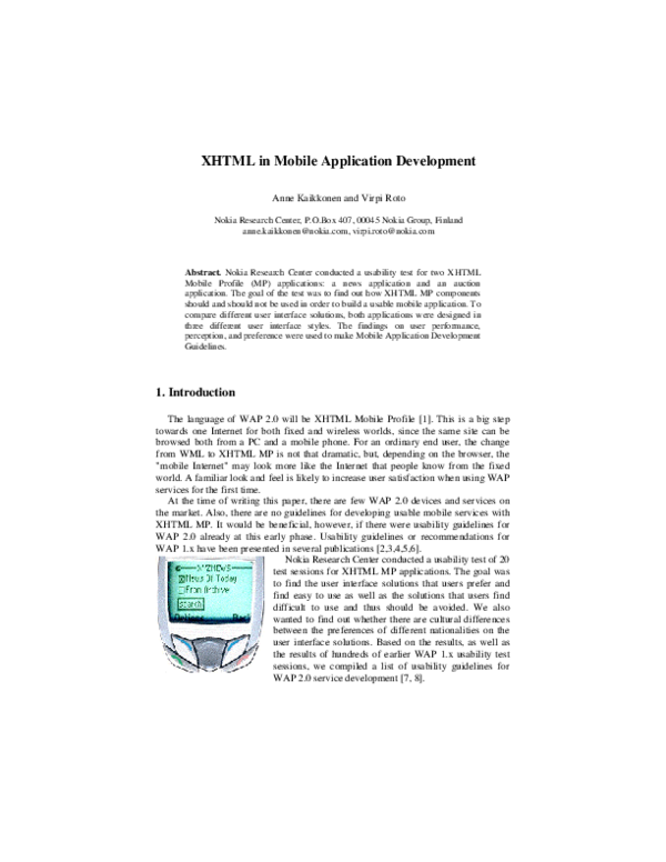 Pdf Xhtml In Mobile Application Development