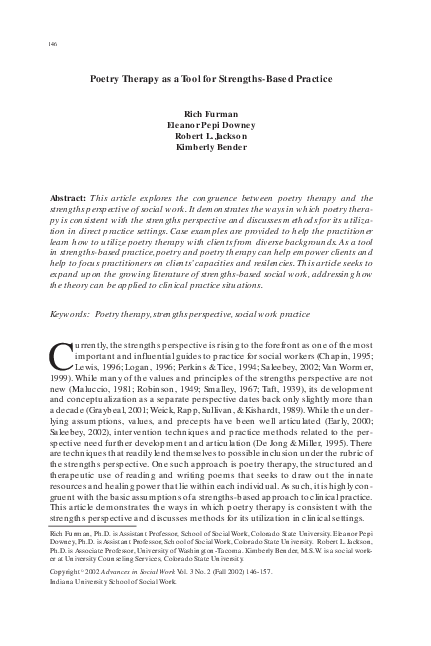(PDF) Poetry therapy as a tool for strengths-based practice