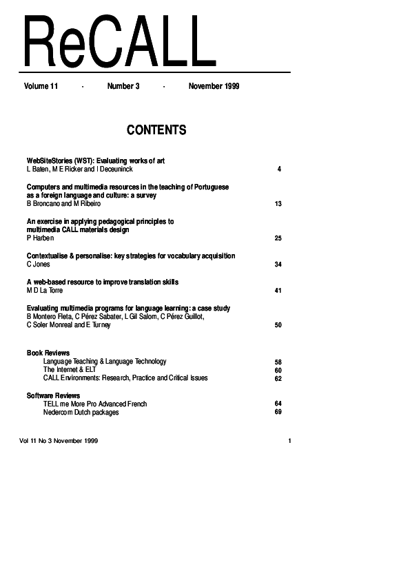 (PDF) Evaluating multimedia programs for language learning: a case study