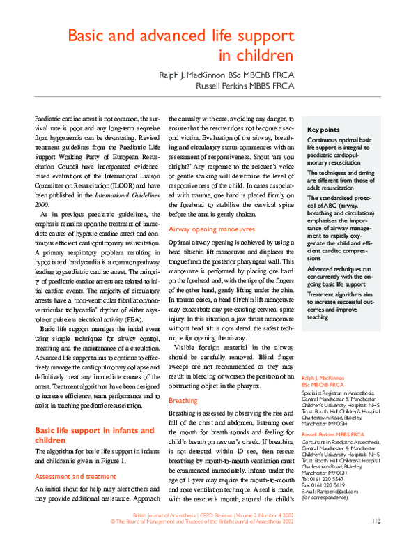 (PDF) Basic and advanced life support in children