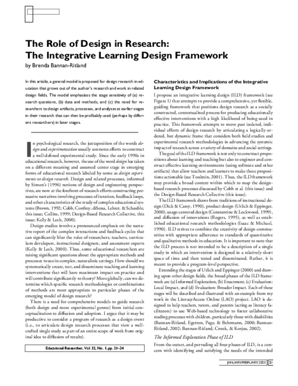 (PDF) The role of design in research: The integrative learning design ...