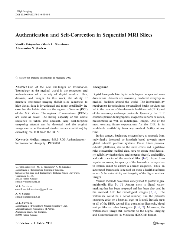(PDF) Authentication and Self-Correction in Sequential MRI Slices