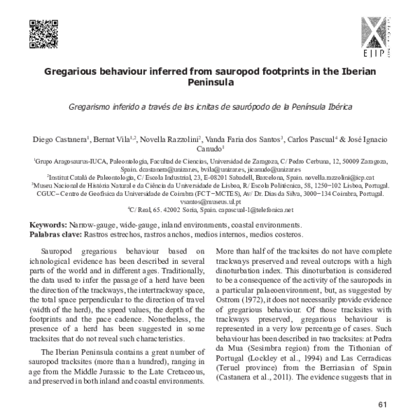 (PDF) Gregarious behaviour inferred from sauropod footprints in the ...