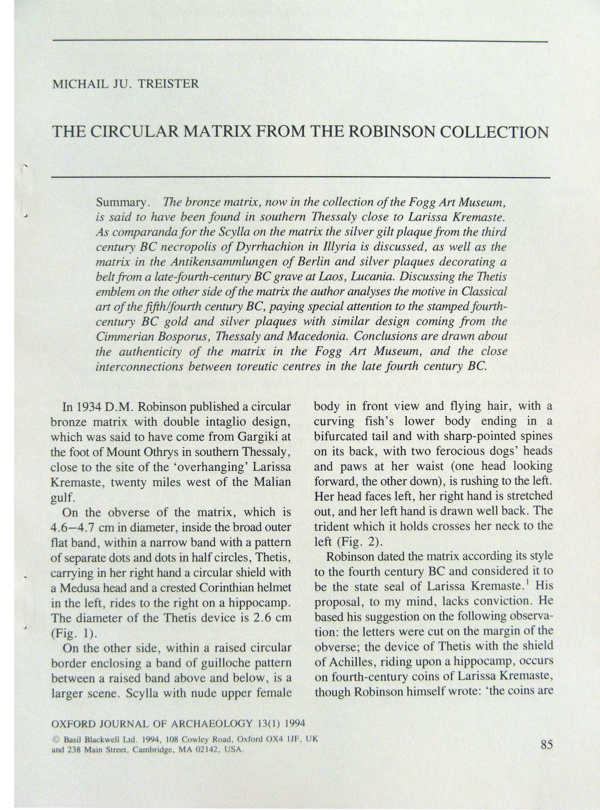 (PDF) M. Treister, The Circular Matrix from the Robinson Collection.