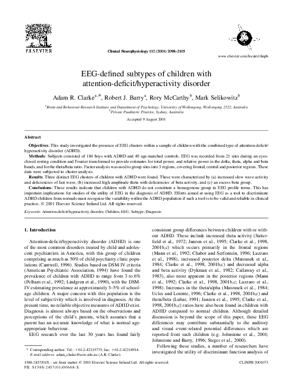 (PDF) EEG-defined subtypes of children with attention-deficit/hyperactivity disorder