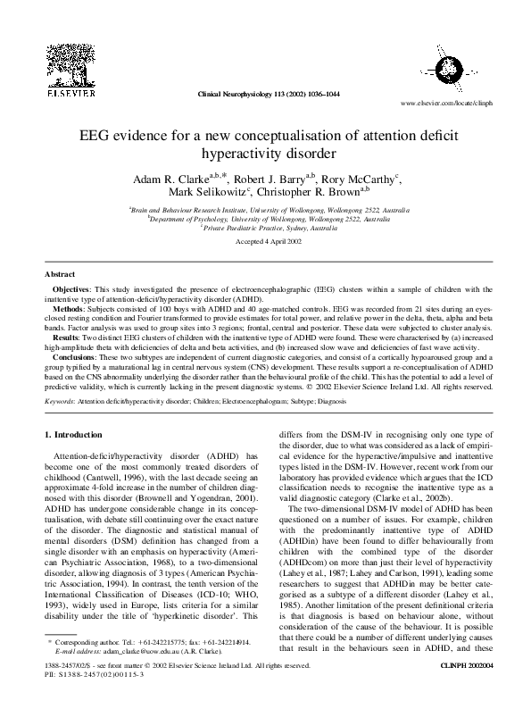 (PDF) EEG evidence for a new conceptualisation of attention deficit ...