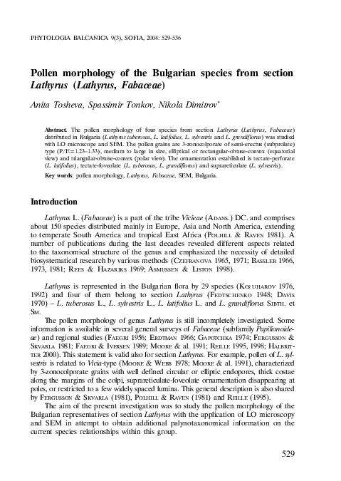 (PDF) Pollen morphology of the Bulgarian species from section Lathyrus ...