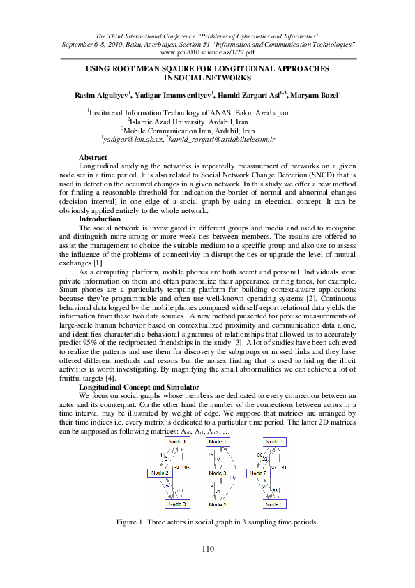 (PDF) USING ROOT MEAN SQAURE FOR LONGITUDINAL APPROACHES IN SOCIAL NETWORKS