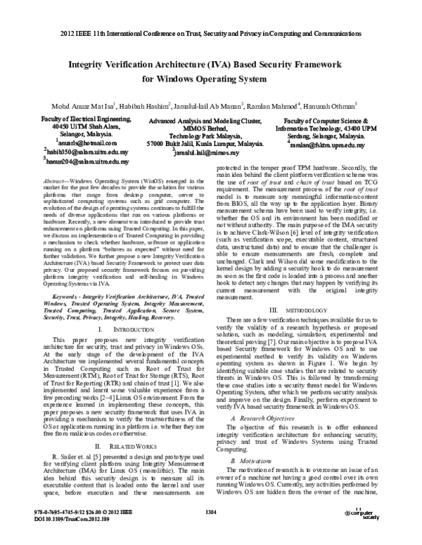 Pdf Integrity Verification Architecture Iva Based Security Framework For Windows Operating