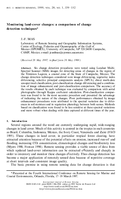 (PDF) Monitoring land-cover changes: a comparison of change detection ...