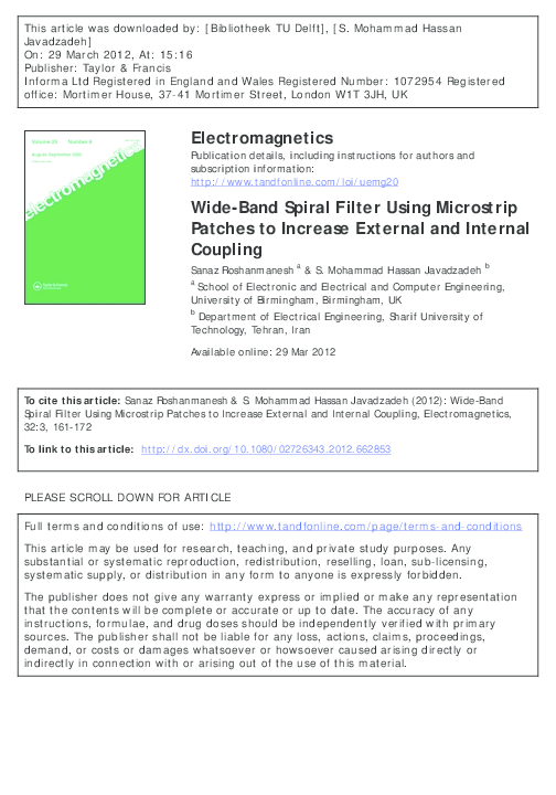 (PDF) Wide-Band Spiral Filter Using Microstrip Patches to Increase ...