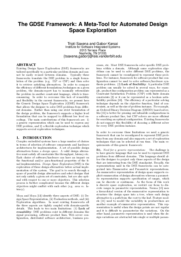 Pdf The Gdse Framework A Meta Tool For Automated Design Space