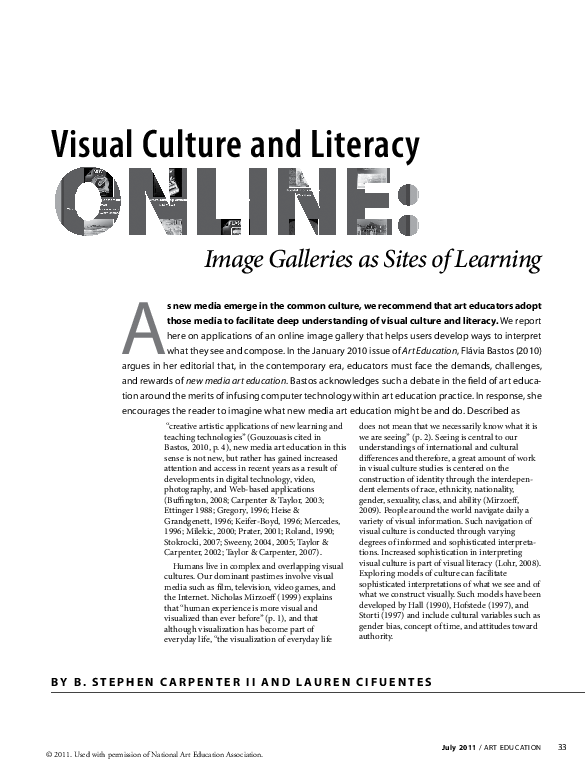 (PDF) Visual Culture and Literacy Online: Image Galleries as Sites of ...