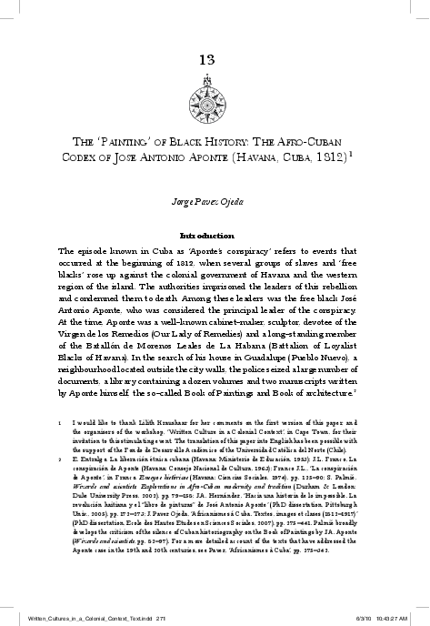 (PDF) The 'Painting' of Black History: The Afro-Cuban Codex of José ...