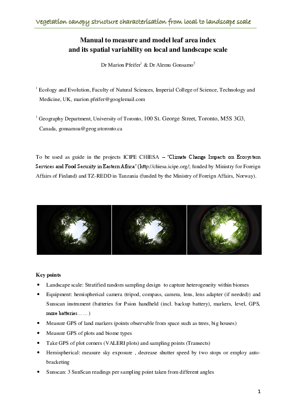 (PDF) Measuring vegetation canopy structure - Leaf Area Index (LAI ...