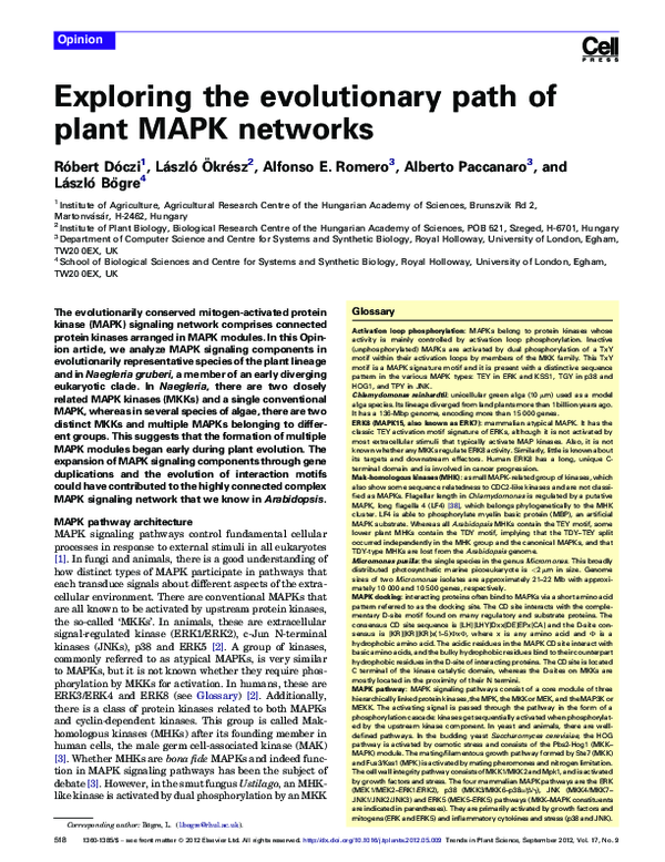 (PDF) Exploring the evolutionary path of plant MAPK networks