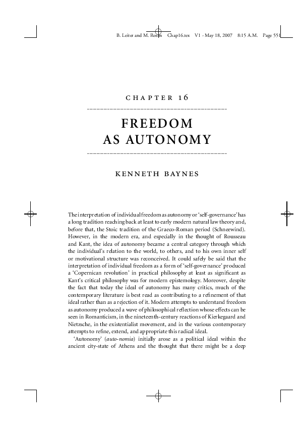 (PDF) Freedom as Autonomy