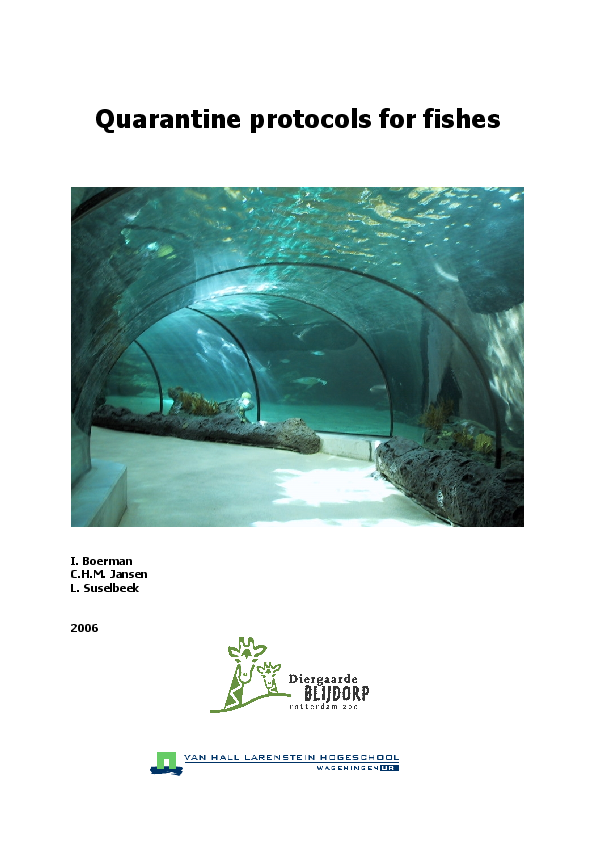 (PDF) Quarantine protocols for fishes