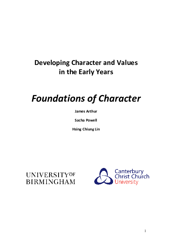 (PDF) Foundations of Character-Developing Character and Values in the ...