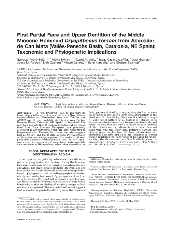 (PDF) First partial face and upper dentition of the Middle Miocene ...