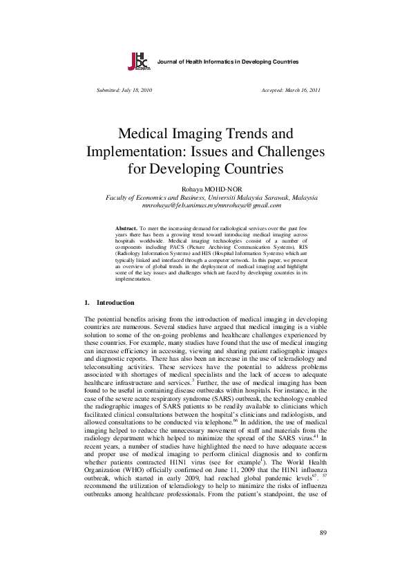 (PDF) Medical Imaging Trend and Implementation Issues and Challenges ...