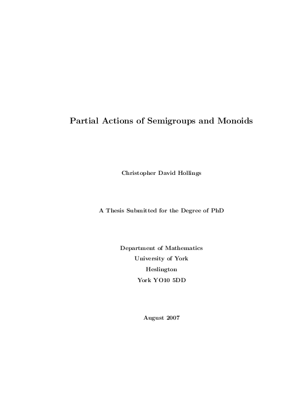 Pdf Partial Actions Of Semigroups And Monoids