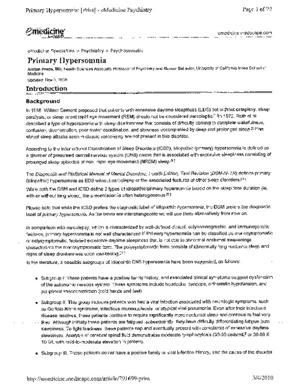 (PDF) Primary Hypersomnia