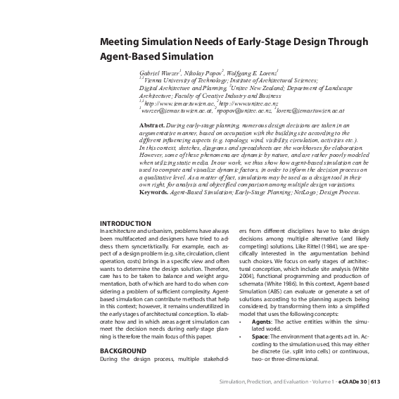 Pdf Meeting Simulation Needs Of Early Stage Design Through Agent Based Simulation