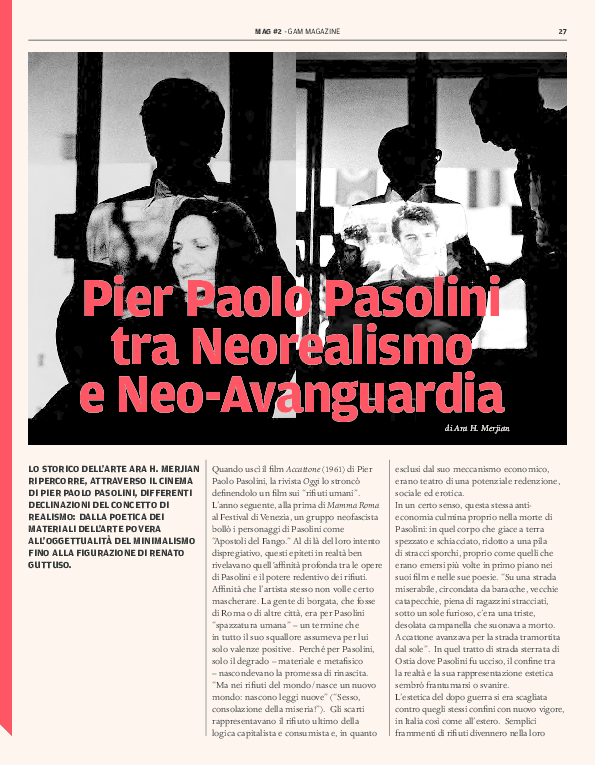 (PDF) Ara H. Merjian ~ Pasolini between Neorealism and Neo-avant-garde