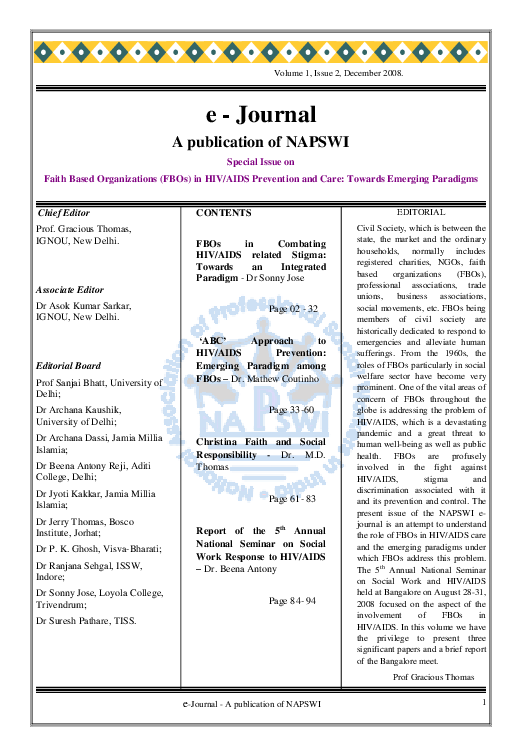 (PDF) « ‘ABC’ approach in HIV/AIDS prevention: Emerging Paradigm among ...